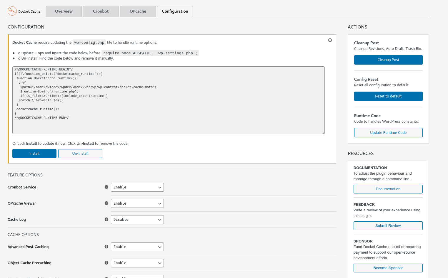 Runtime Code - Docket Cache